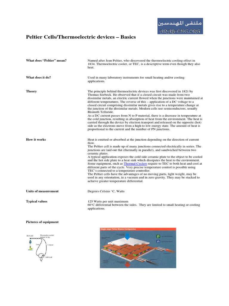 Peltier Cells | PDF | Electricity | Energy Conversion