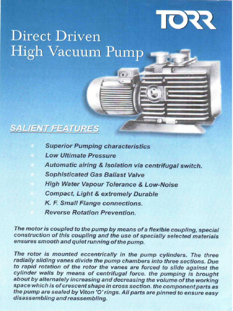Torr Direct Driven High Vacuum Pump | PDF