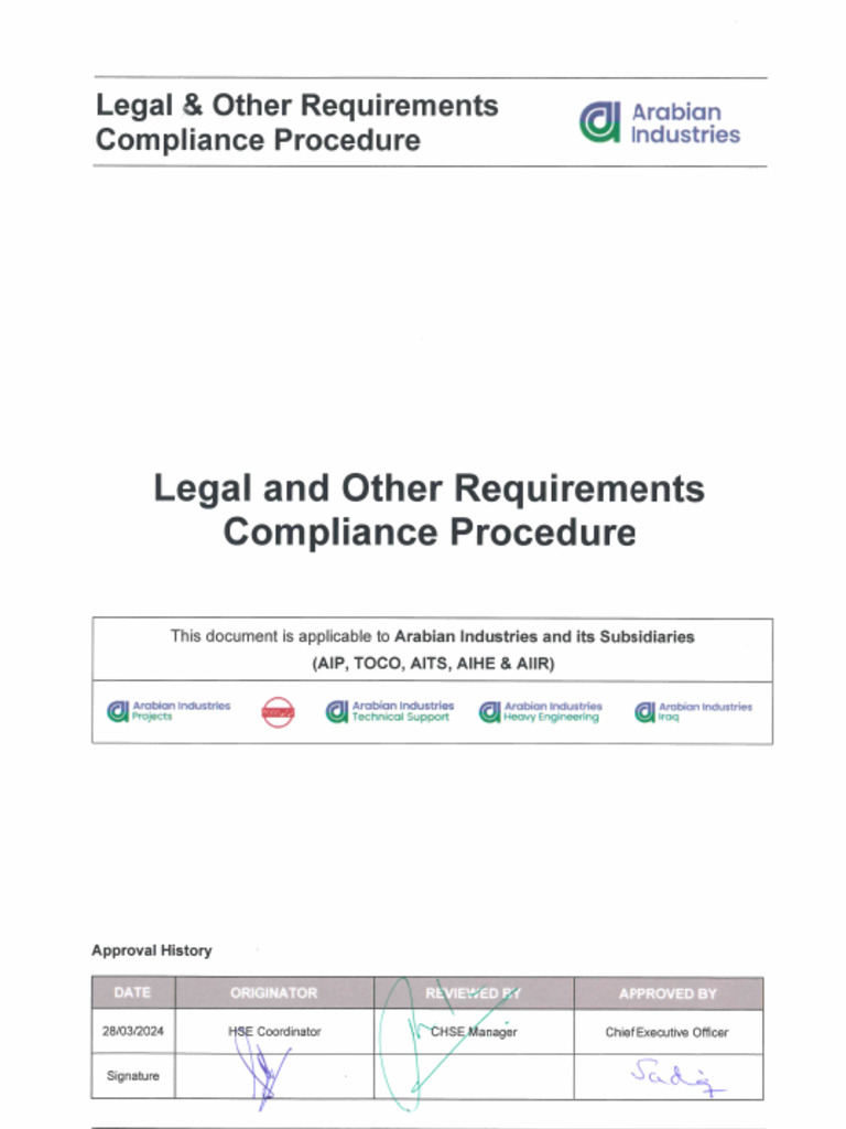 S - (AI) - MSP-002-R0 Legal and Other Requirement Compliance Procedure ...