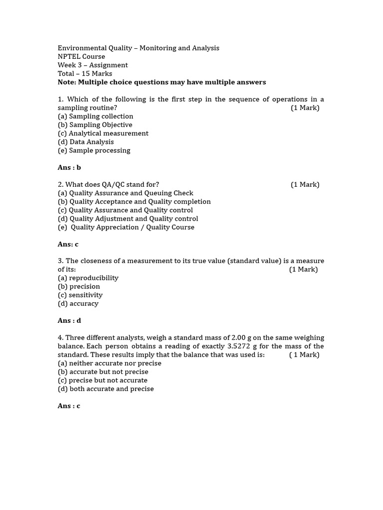 EQMA - Assignment 3 - Solutions | PDF | Detection Limit | Accuracy And Precision