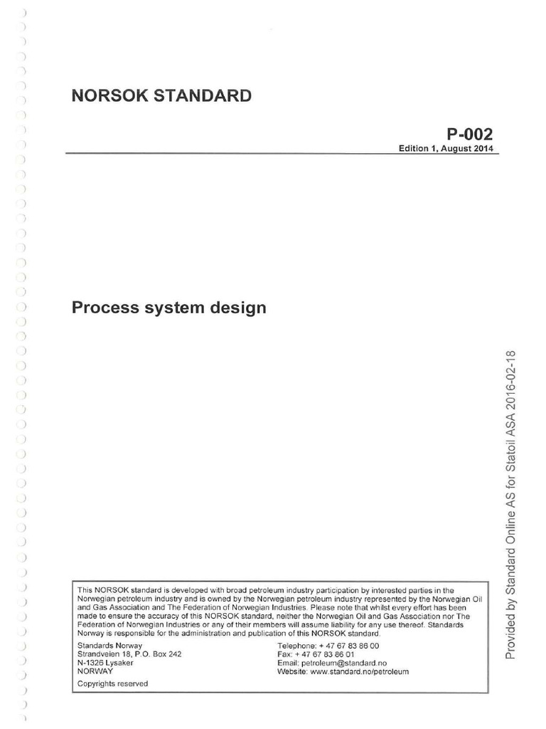 Norsok P-002 2014 | PDF