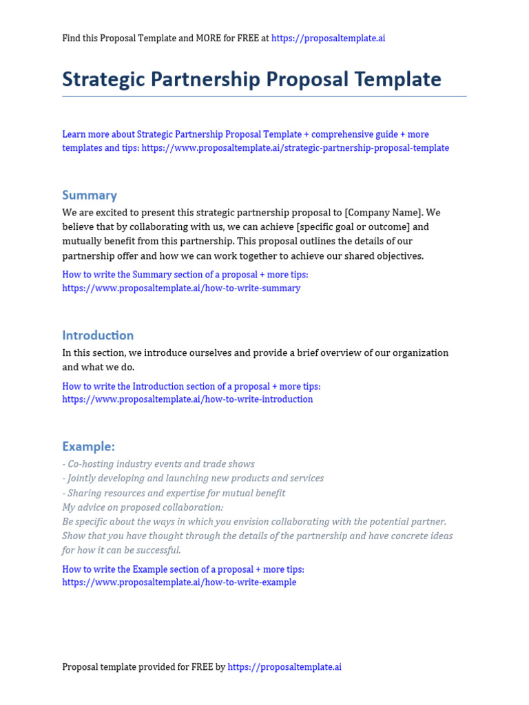 Strategic Partnership Proposal Template Free | PDF | Goal | Cognition