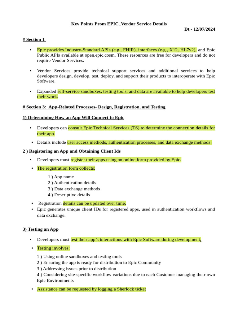 Epic Services Details | PDF | Interoperability | Mobile App