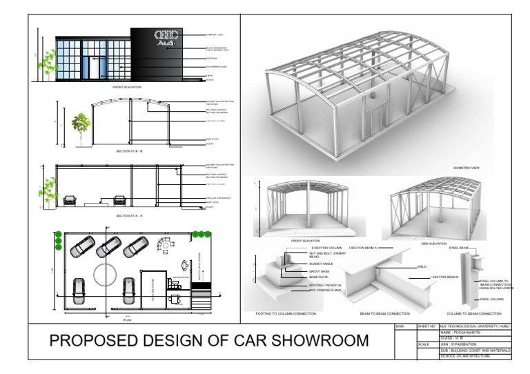 Proposed Design of Car Showroom | PDF | Column | Beam (Structure)
