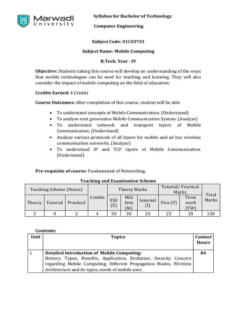 01ce0701 Mobile Computing | PDF | Transmission Control Protocol | Computer Network