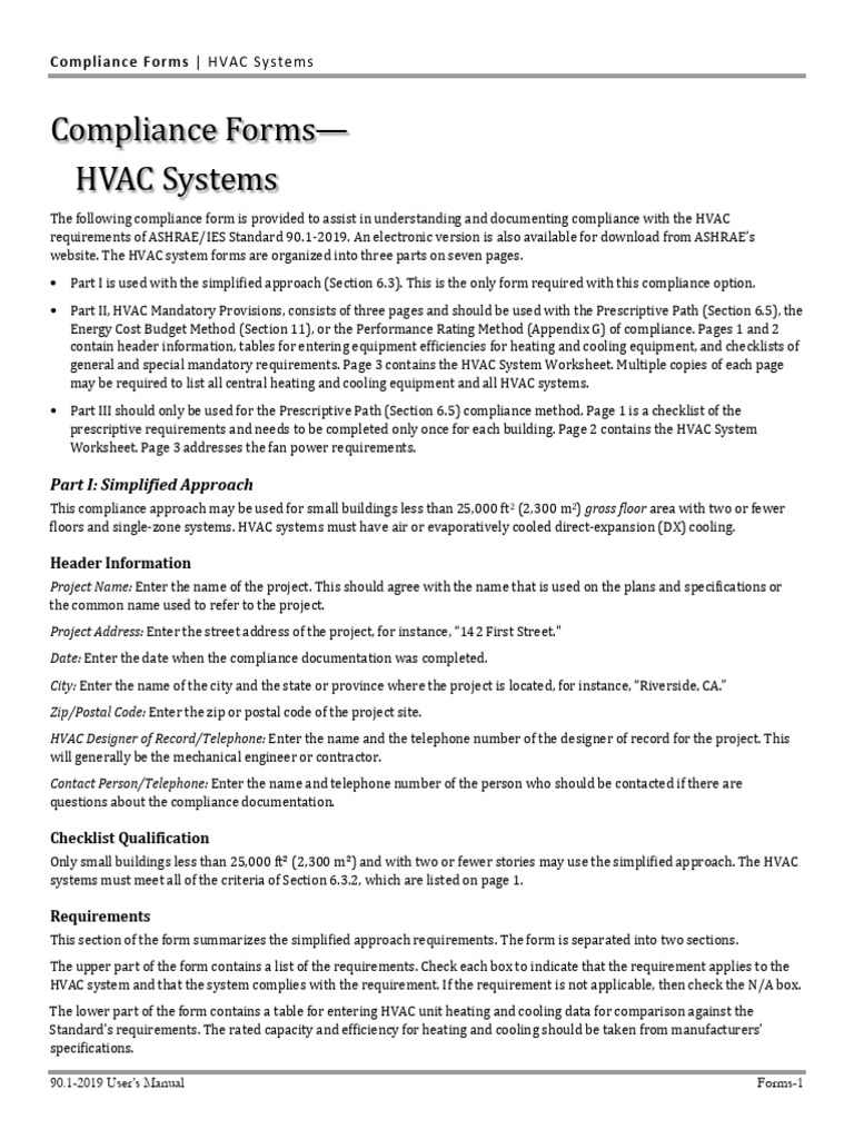 90.1 2109 Hvac Compliance Forms | PDF | Refrigerator | Air Conditioning