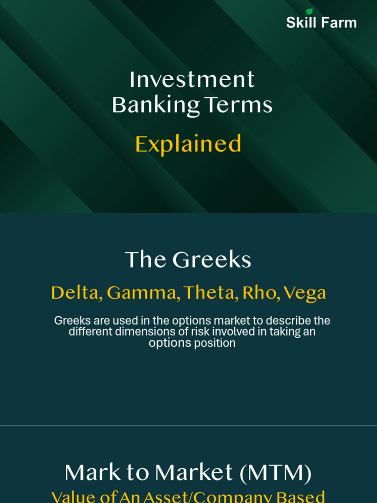 Key Investment Banking Terms Explained | PDF | Greeks (Finance ...