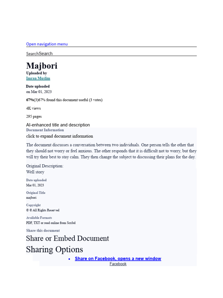 Majbori: Sharing Options | PDF | Scribd | Web 2.0