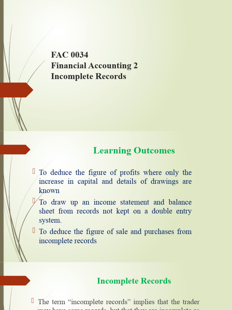 Incomplete Records | PDF | Bookkeeping | Banks