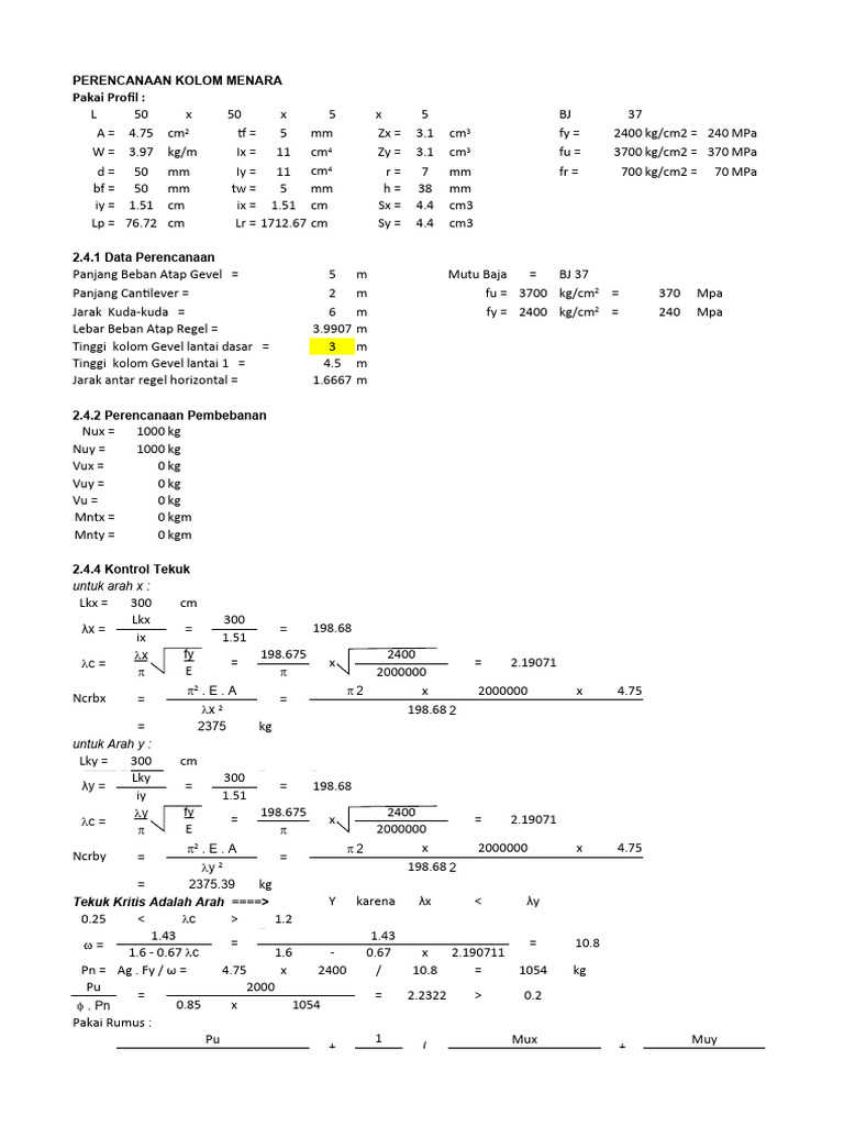 Perhitungan Baja | PDF
