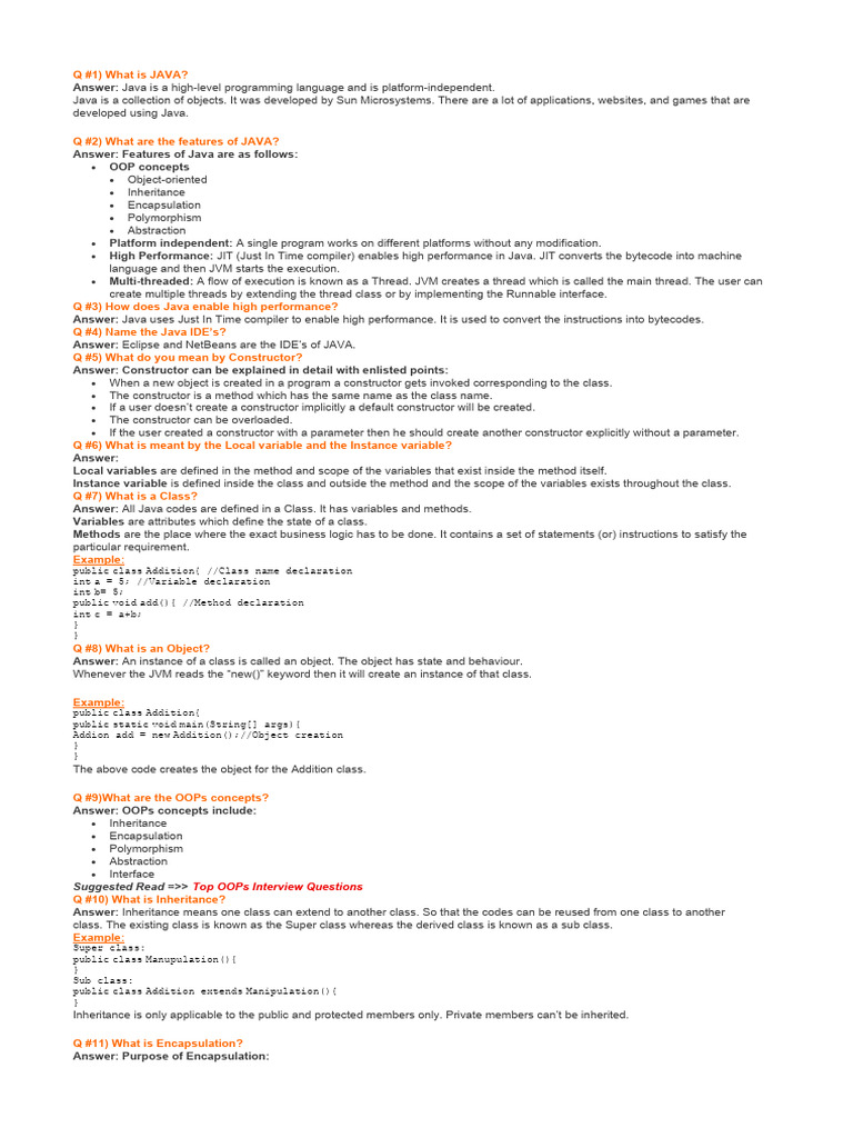 Core Java Interview Questions and Answers by Advanto | PDF | Method (Computer Programming ...