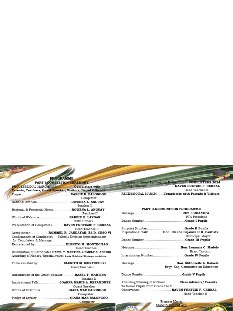 67th Completion Ceremony Program | PDF | Language Arts & Discipline | Art