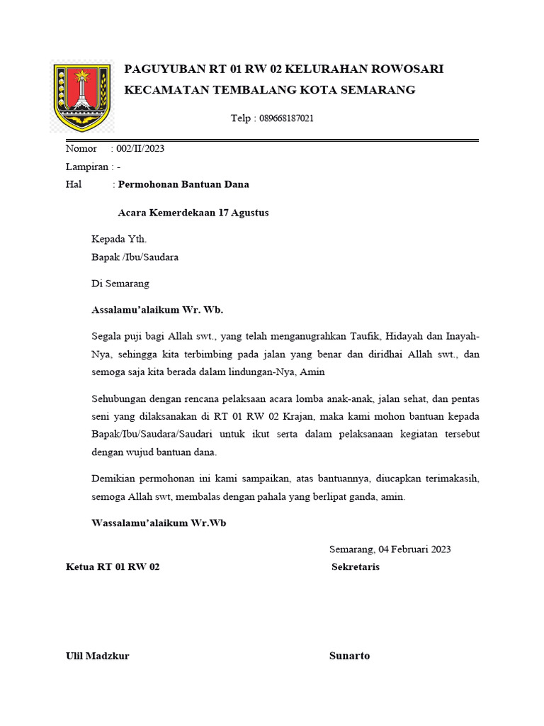 Proposal RT 01 RW 02 | PDF