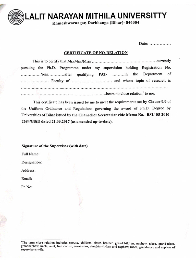 NRC-No Relation Certificate | PDF