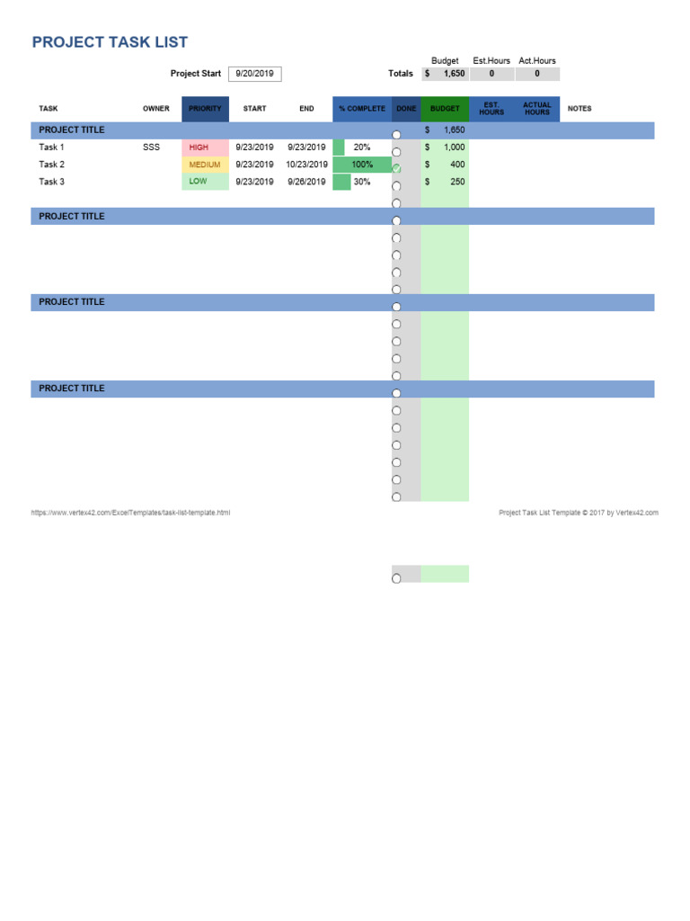Project Task List Template | PDF | Software | Computing