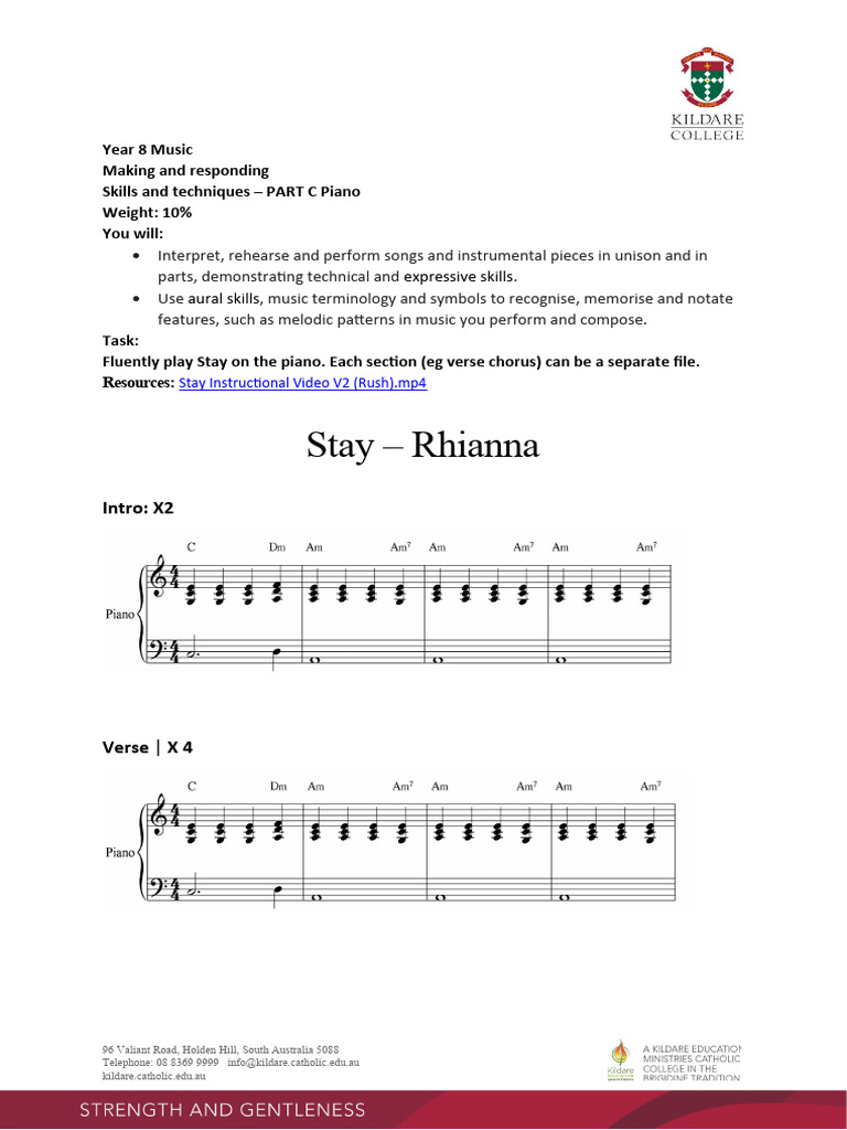 Practical Skills Task Piano 2 | PDF | Song Structure | Elements Of Music