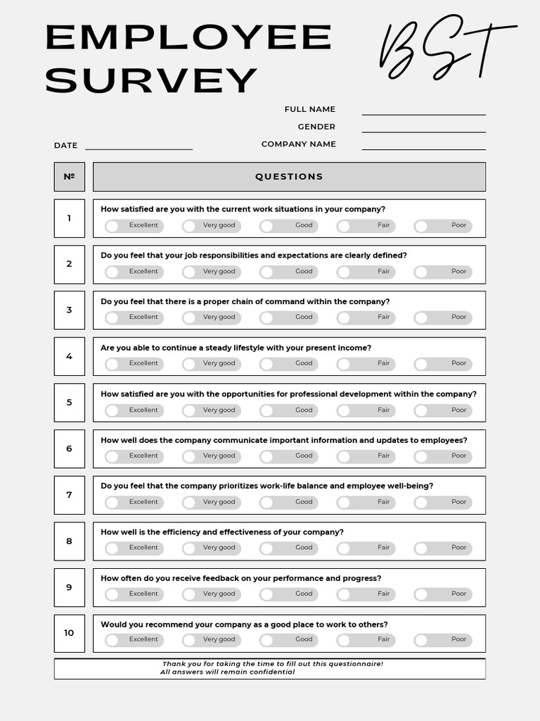 Employee Survey For BST Class XII | PDF