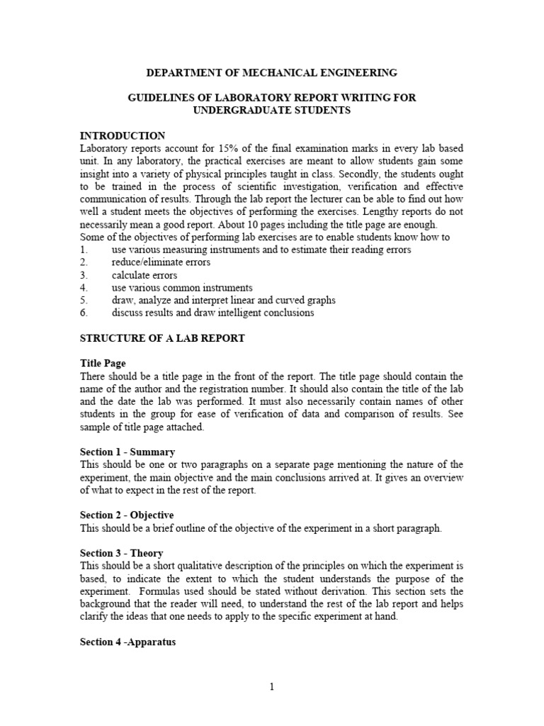 Laboratory Report Guidelines JKUAT Undergraduate | PDF | Experiment | Data