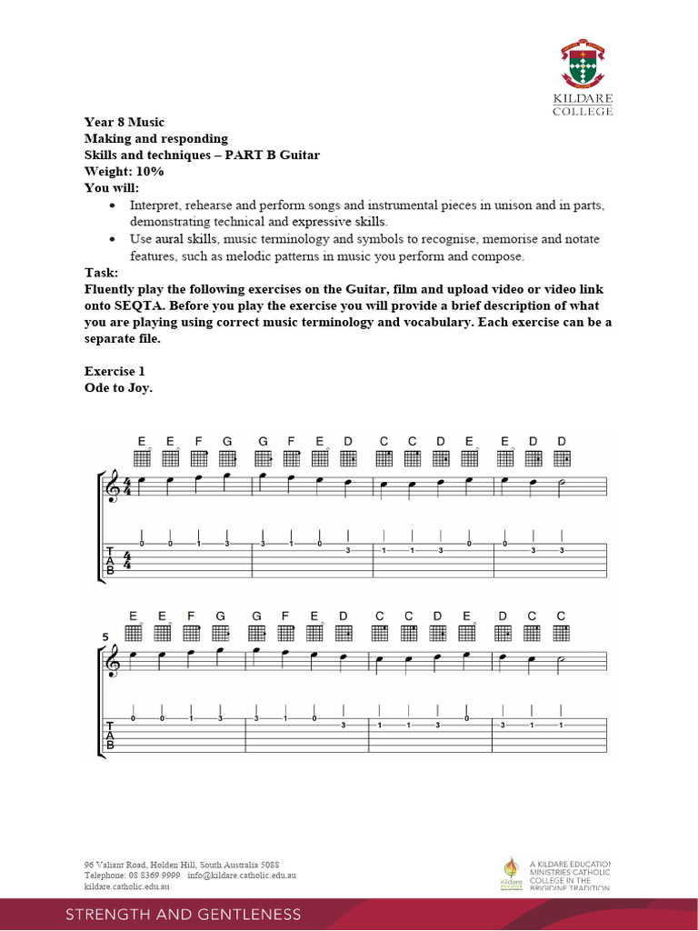 Practical skills task guitar task sheet | Download Free PDF ...