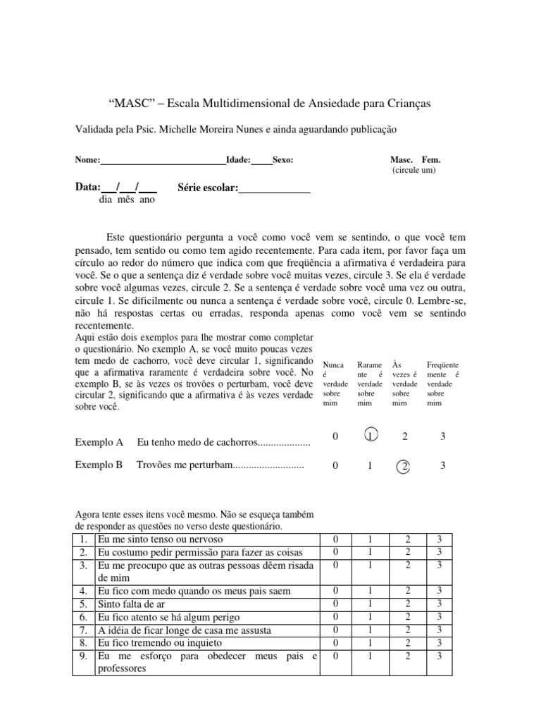 MASC+Escala+Multidimensional+de+Ansiedade | PDF