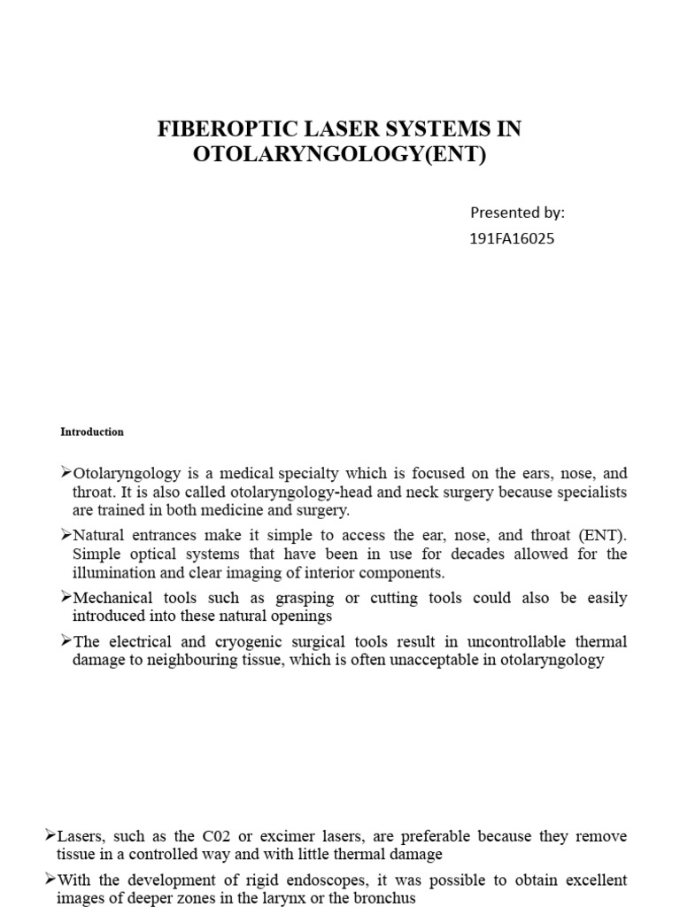 Fiberoptic Laser Systems in ENT Surgery | PDF | Otorhinolaryngology ...