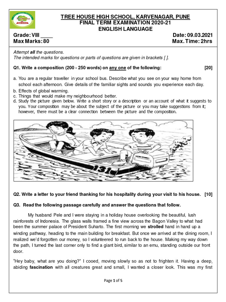 Gr 8 Eng Language FT QP 09.03.21 | PDF