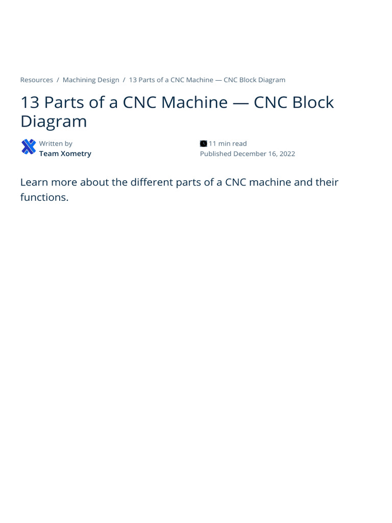 13 Parts of A CNC Machine - CNC Block Diagram - X | PDF | Numerical Control | Tools