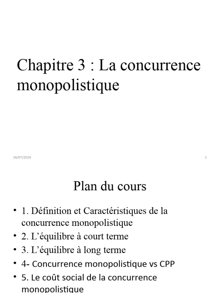 Définition de la concurrence monopolistique | PDF | Monopole ...