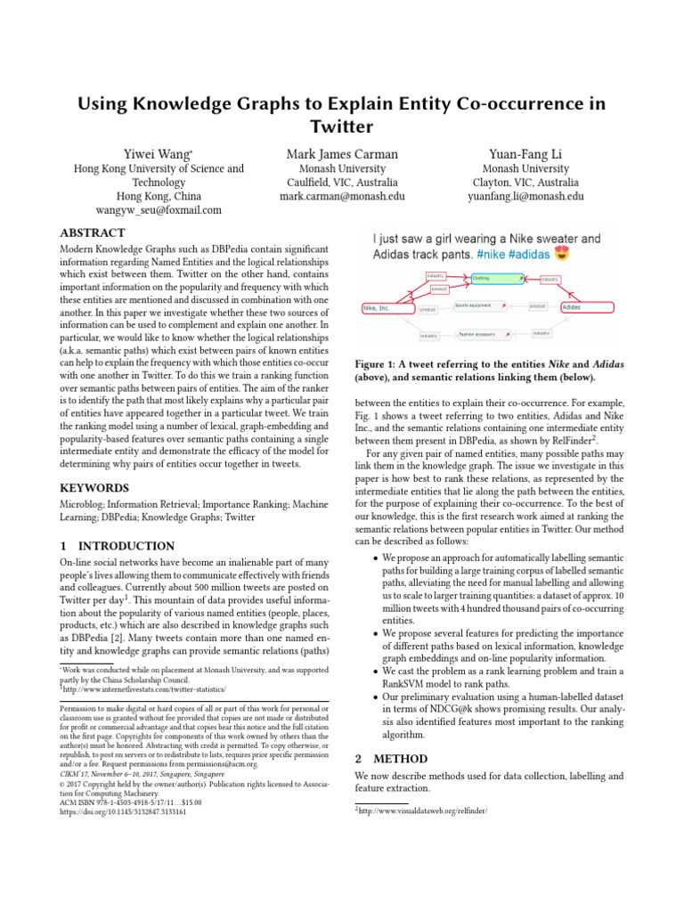 Using Knowledge Graphs To Explain Entity Co Occurrence In Pdf Semantics Hashtag
