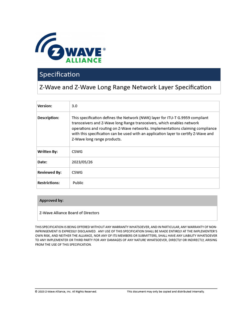 Z-Wave and Z-Wave Long Range Network Layer Specification | PDF | Computer Network | Routing