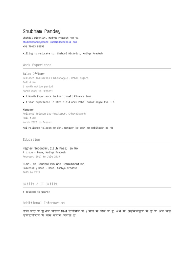 Resume Shubham Pandey | PDF