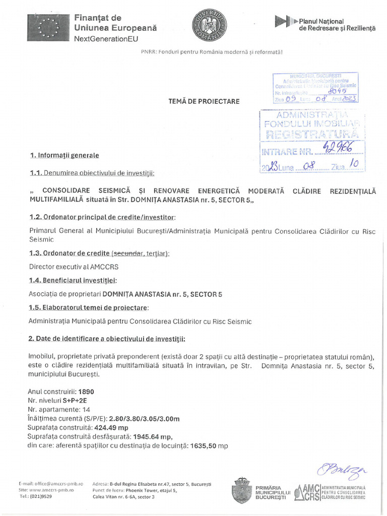 Tema de Proiectare Domnita Anastasia 5 | PDF