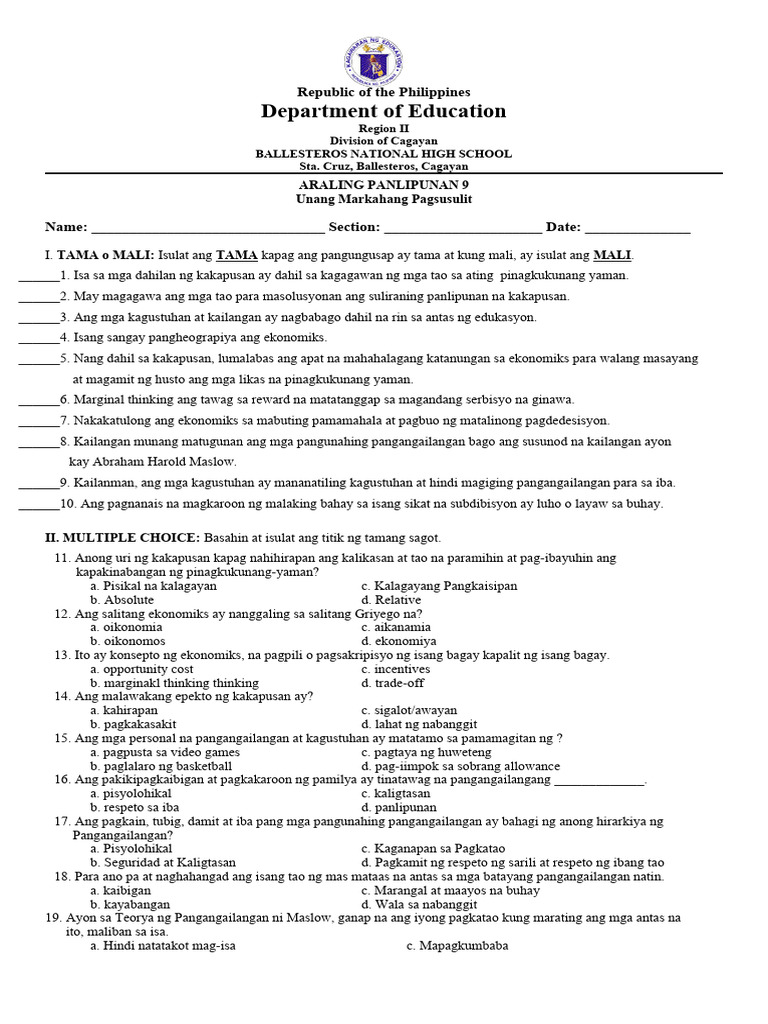 1st Periodic Test | PDF
