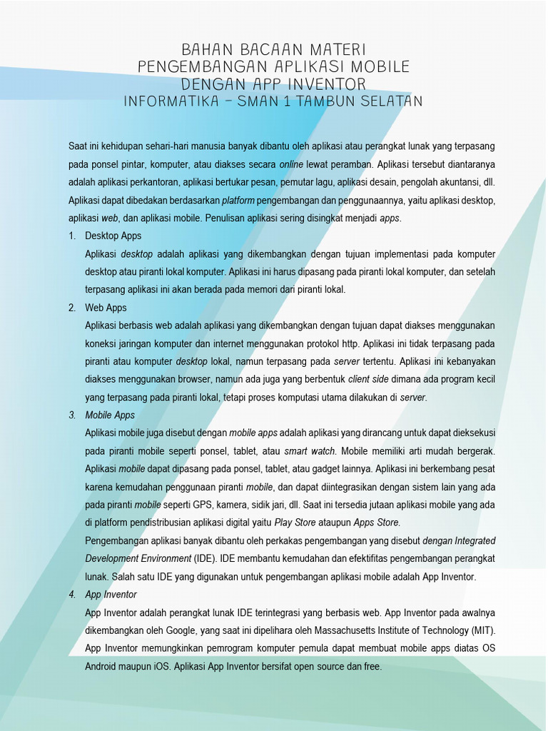 Bahan Bacaan Materi Pengembangan Aplikasi Mobile Dengan App Inventor Pdf