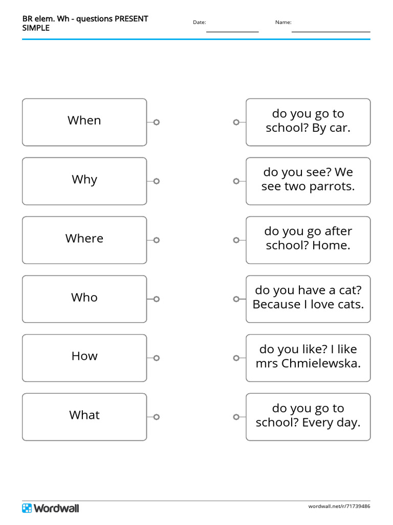 BR Elem WH Questions Present Simple Match Up | PDF