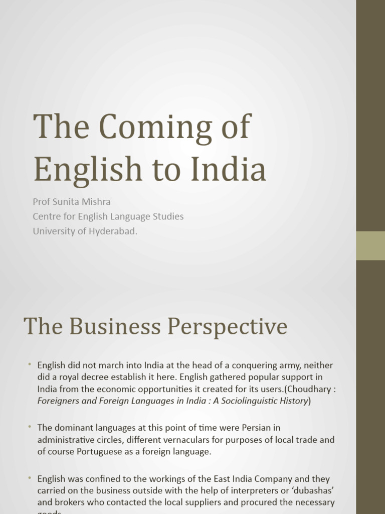 The Coming of English To India | PDF | English Language | British Raj