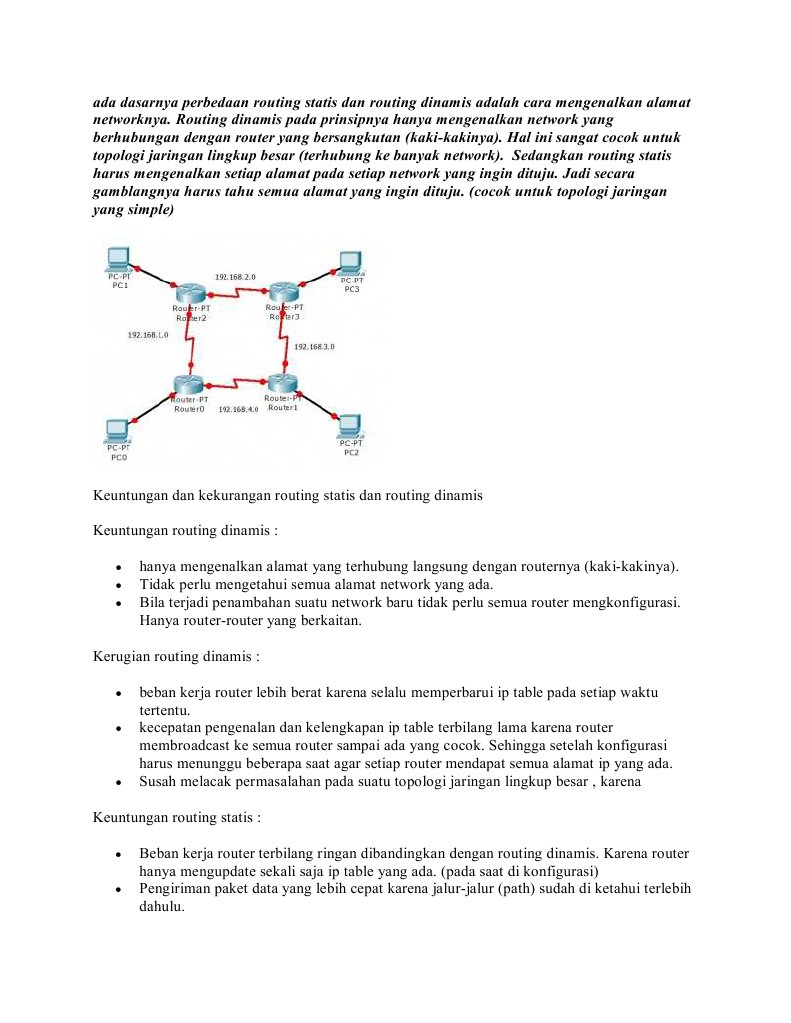 Perbedaan Routing Static Dengan Routing Dinamis | PDF