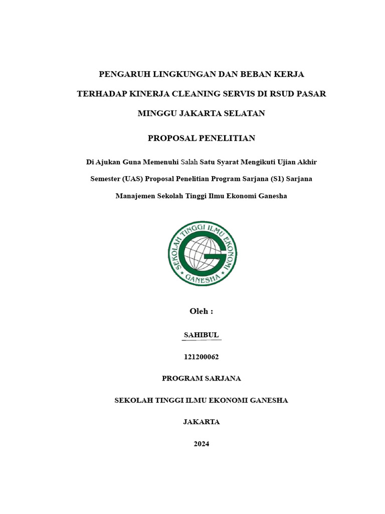 Cover Proposal Penelitian | PDF