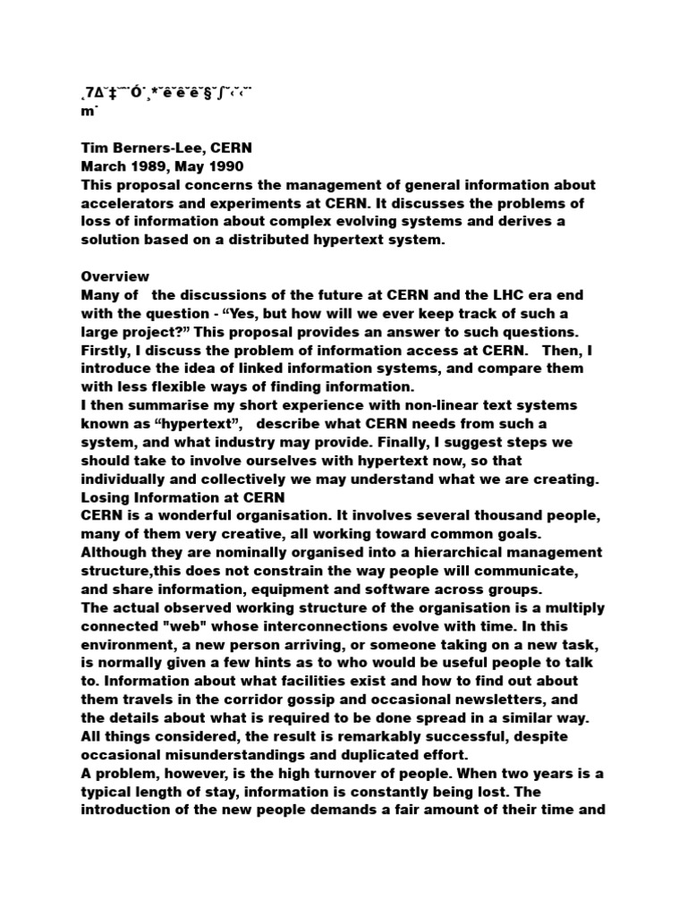 Internet Proposal - Tim Berners Lee | PDF | Computing