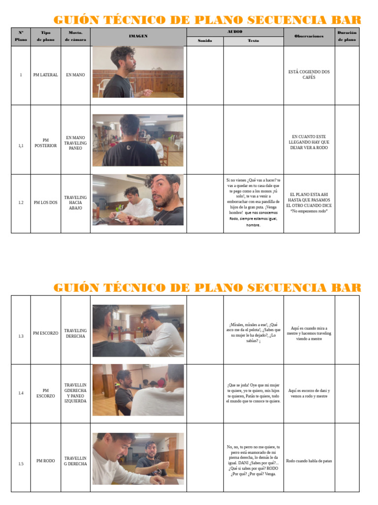 BAR PLANO SECUENCIA guion técnico | PDF BAR PLANO SECUENCIA guion técnico | PDF