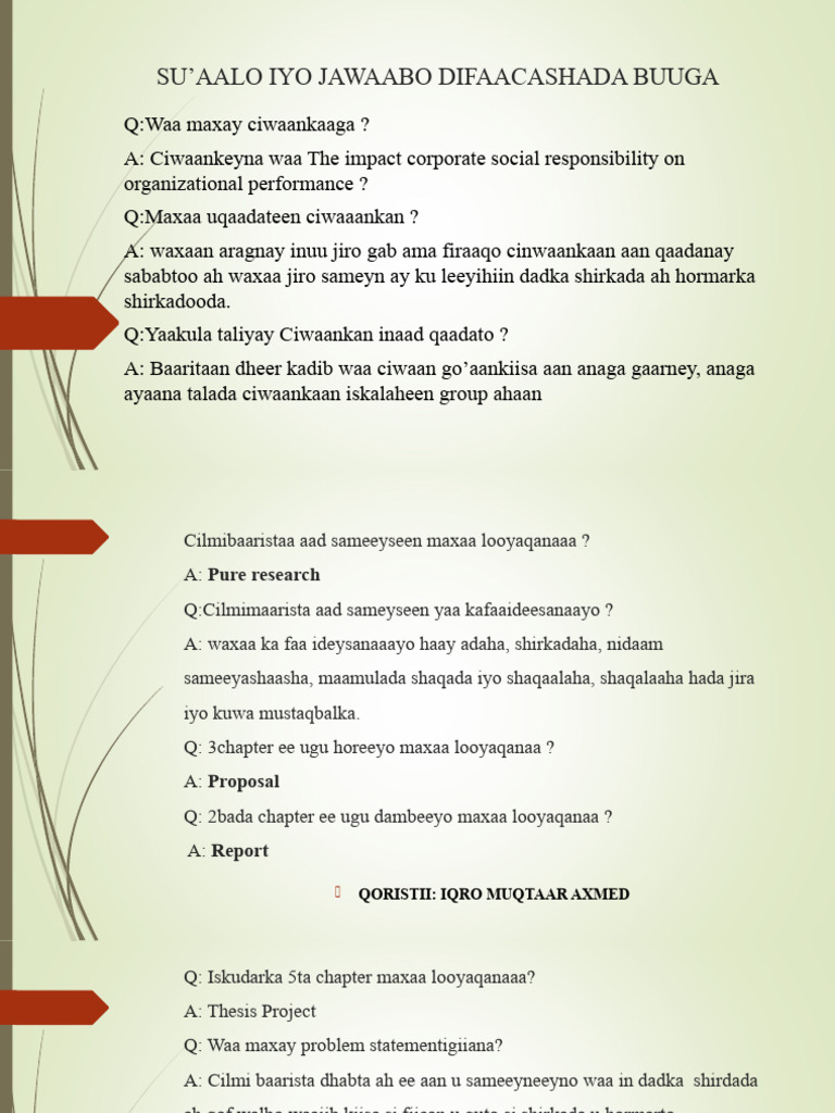 Suaalo Iyo Jawaabo Difaacashada Buuga - Ppta Iqro | PDF