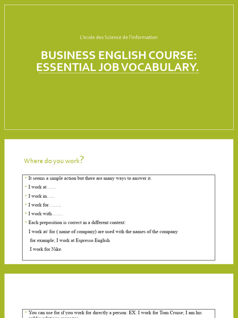Business English Course | PDF | Employment | Salary
