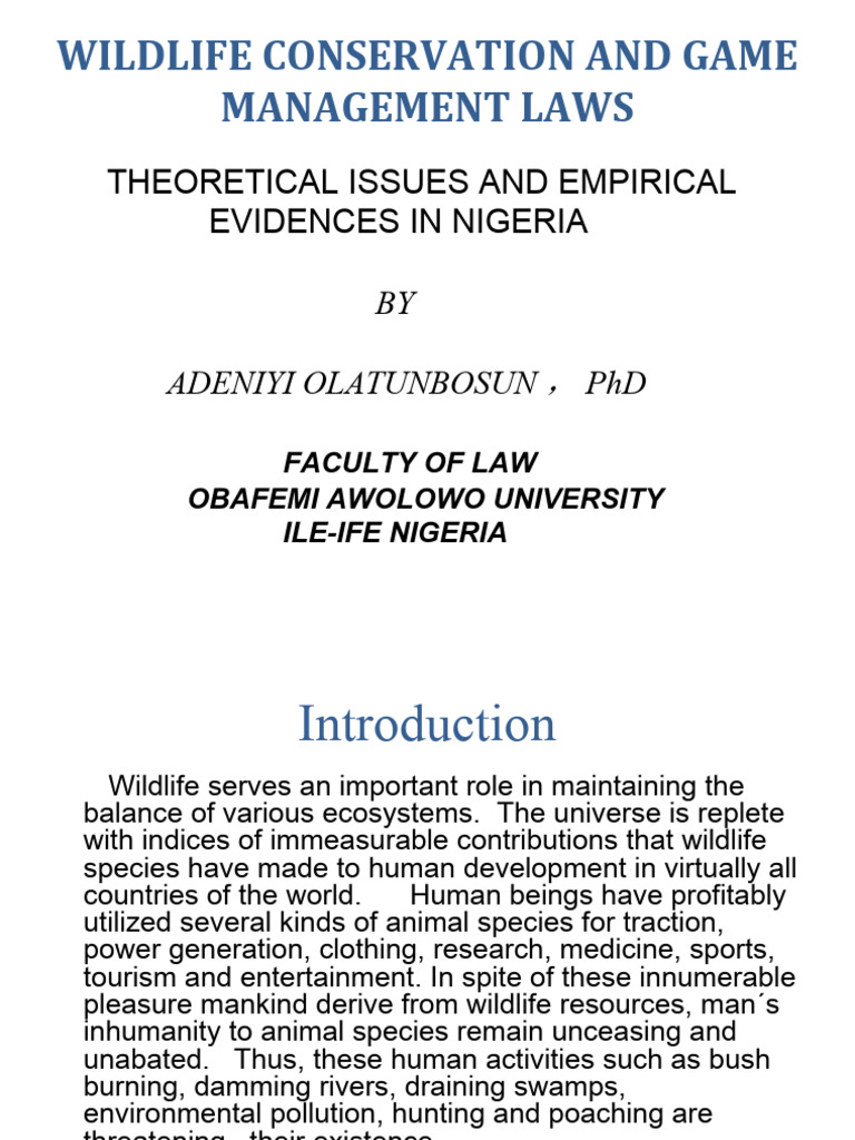 Nigeria's Wildlife Conservation Laws | PDF | Conservation Biology ...