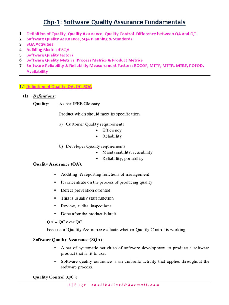 Software Quality Assurance Fundamentals | PDF | Reliability Engineering ...