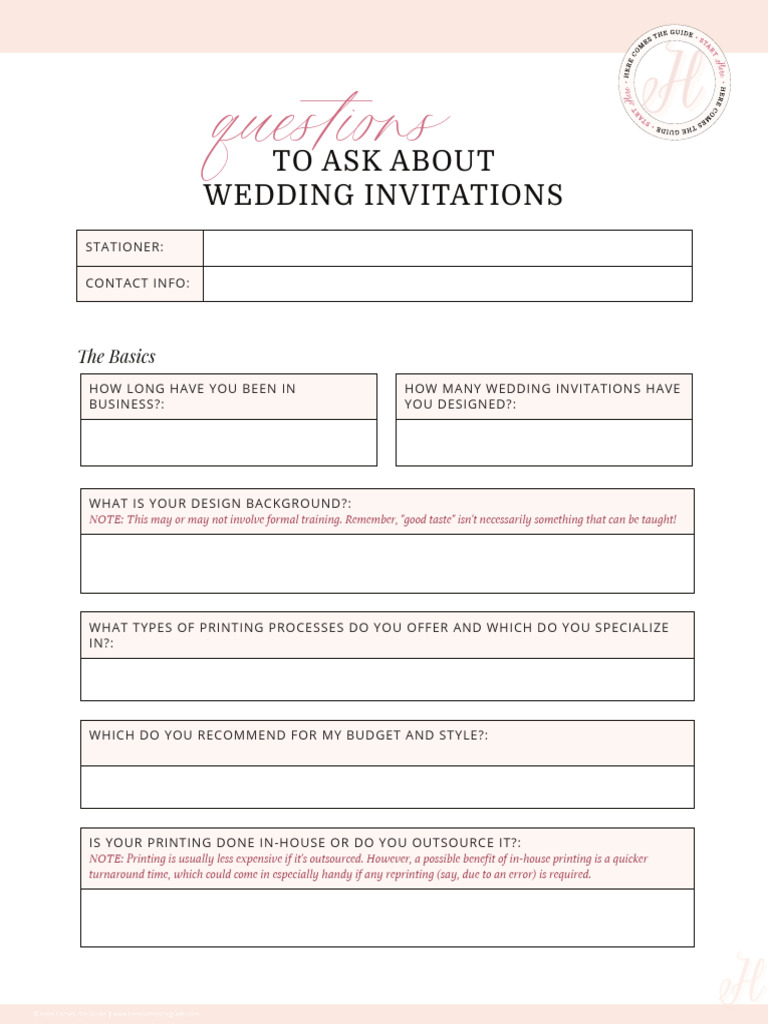 Questions to Ask About Invitations Worksheet | PDF | Mail | Printing