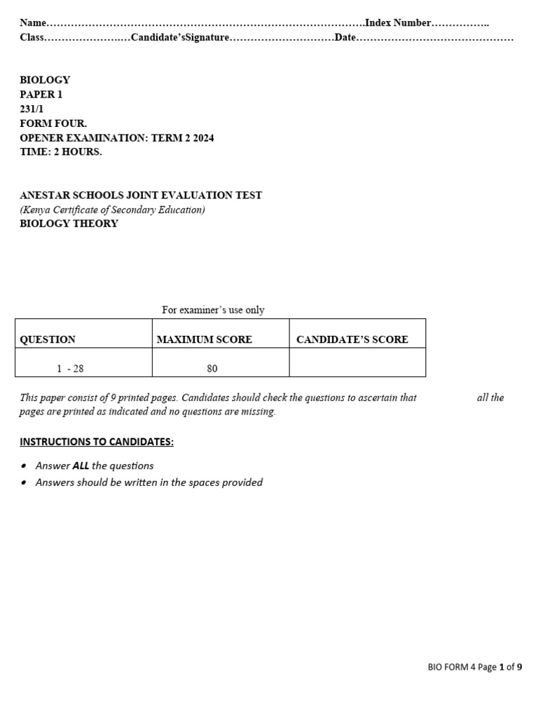 Biology Term2 f4 Opener Qs Teacher Co Ke | PDF | Genotype | Biology