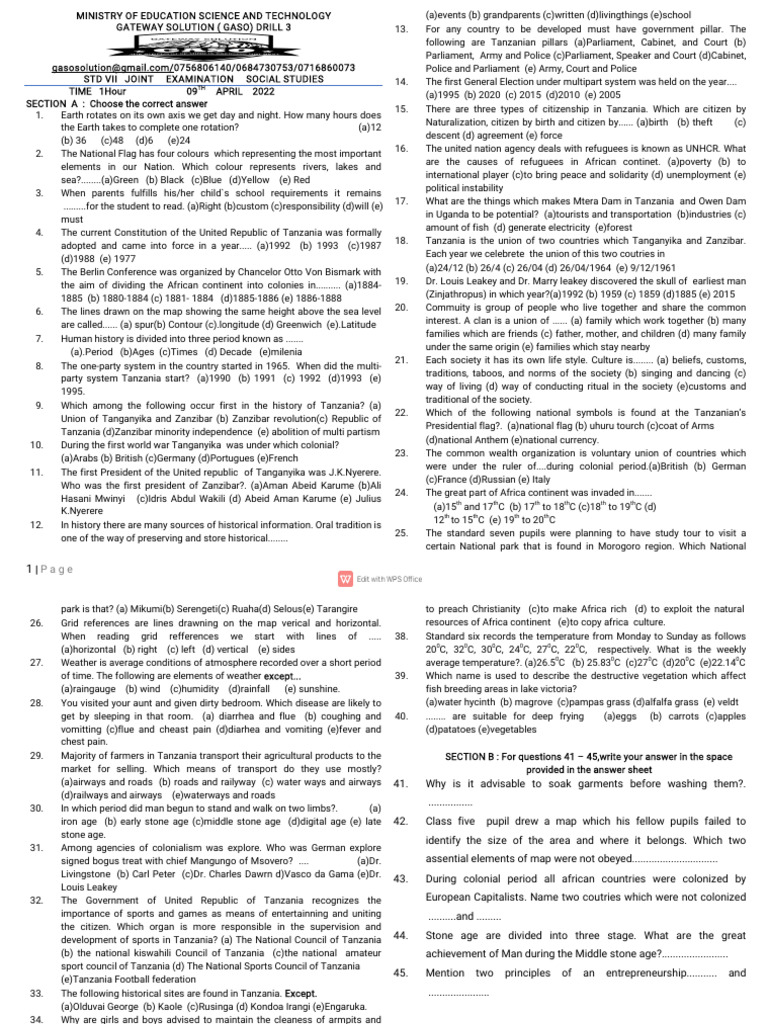 Gaso Vii SST 09TH April 2022 | PDF