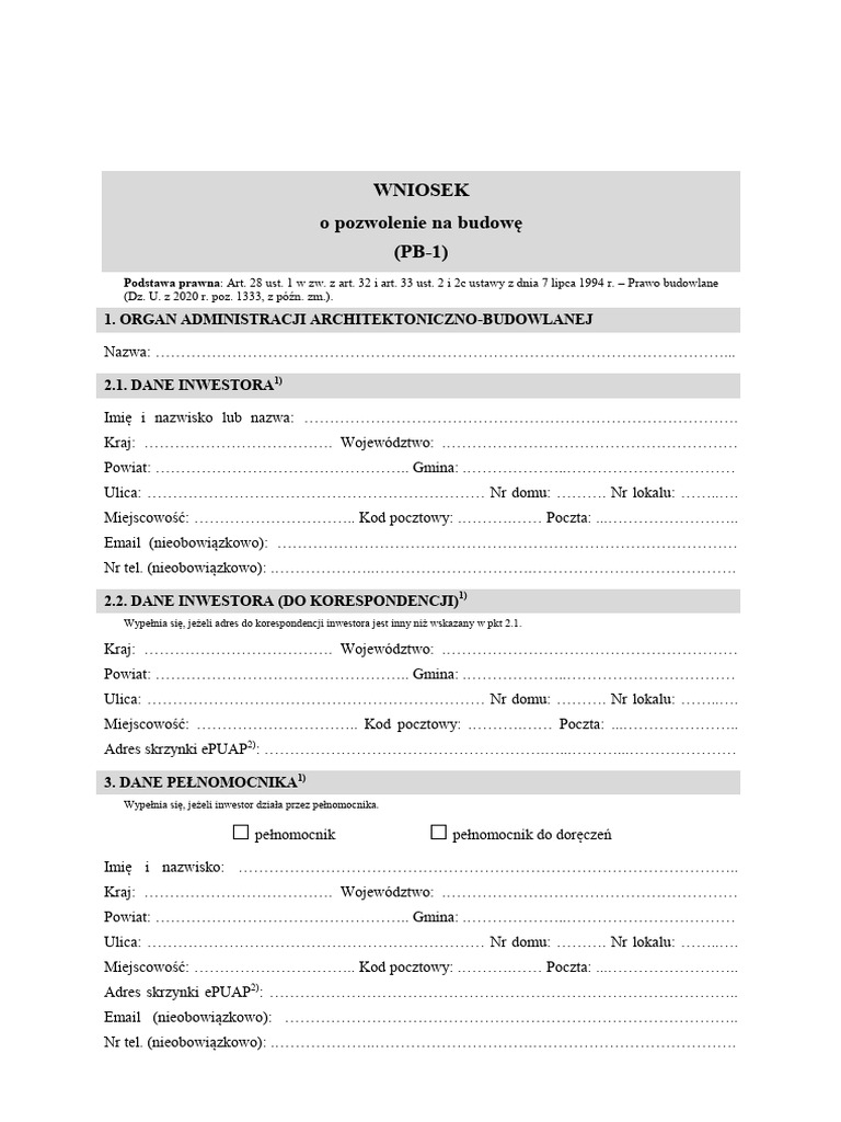 Wniosek o Pozwolenie Na Budow PB 1 | PDF
