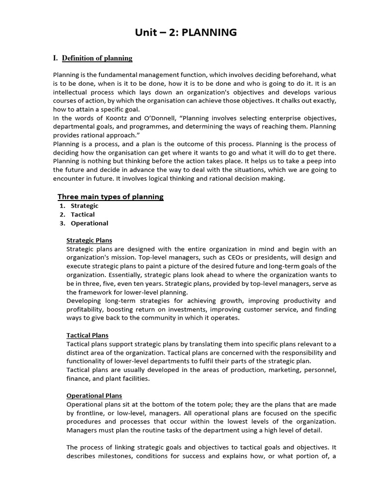 Unit-2 - Planning | PDF | Swot Analysis | Strategic Management