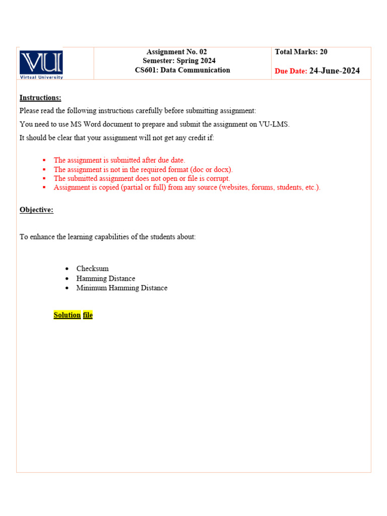 Spring 2024 - CS601 - 2 - BC240219108 | PDF | Telecommunications | Data Transmission